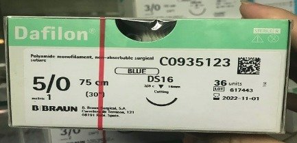 Chỉ phẫu thuật dafilon 5/0 là chỉ không tan tổng hợp đơn sợi polyamide ...